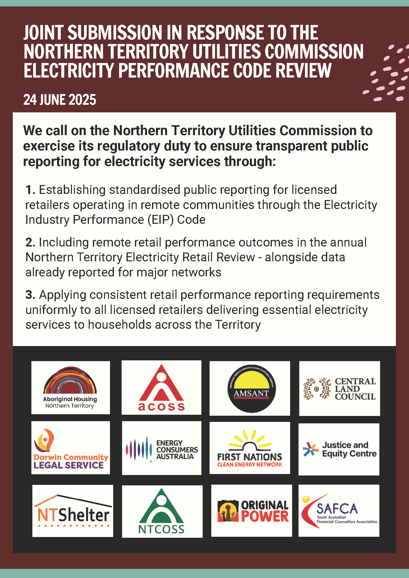 Joint Submission to the Northern Territory Utilities Commission ...